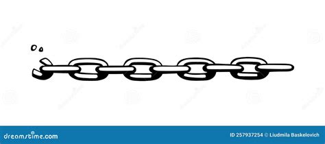 Broken Chain With Shatters As Symbol Of Strength And Freedom Sketch Of Metal Chains Stock