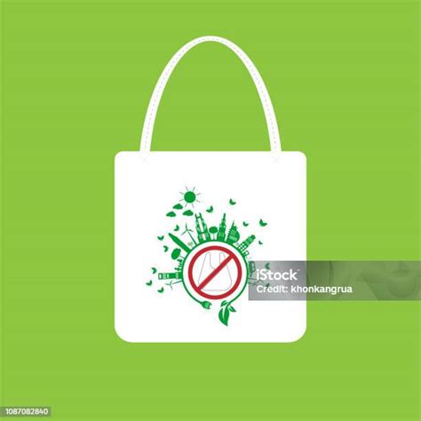 생태 개념 에코친화적인 직물 가방 아이디어 벡터 일러스트 레이 션 가방에 대한 스톡 벡터 아트 및 기타 이미지 가방 감소
