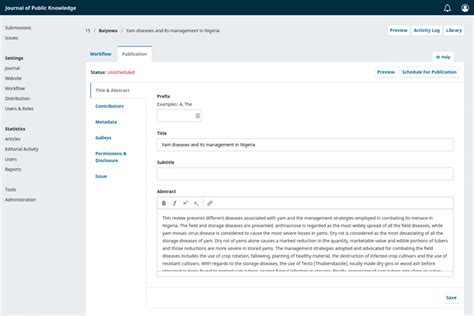 Open Journal Systems OJS Software Public Knowledge Project