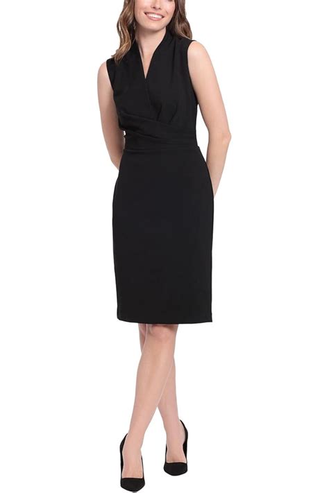 London Times Sleeveless V Neck Sheath Dress Available At Immediate