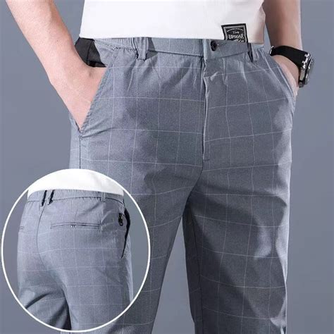 กางเกงขายาวลายสก๊อตผู้ชายทรงหลวมทรงตรงสไตล์ธุรกิจใหม่สไตล์เกาหลีลำลอง Nutkhun Thaipick