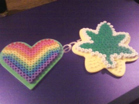 Perler Bead Pot Leaf And Pride Heart By Shattered Neon Kandi Photos On Kandi Patterns