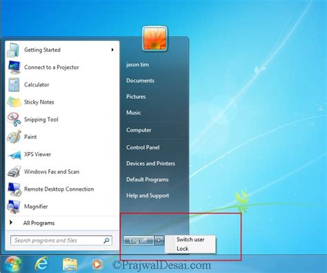 Shutdown Button Windows 7