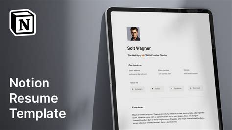notion resume template for free