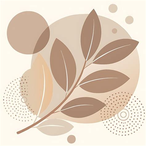 Minimalist Abstract Design With A Brown Leaf And Geometric Shapes In