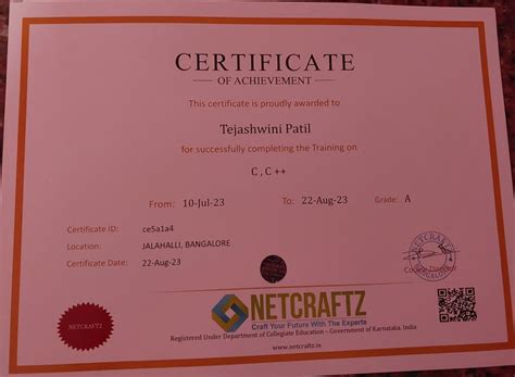 Tejashwini Patil On Linkedin Cprogramming Cplusplus Certification