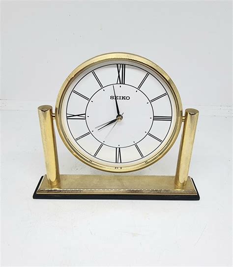 Vintage Brass Desk Clock Seiko Alarm Clock That Swivels Working