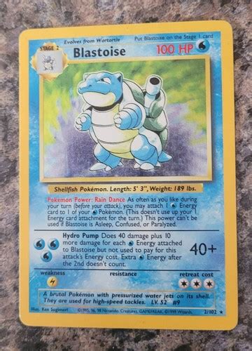 1999 Pokémon Blastoise Holo Rare Base Set Shadowless 2 102 Ebay