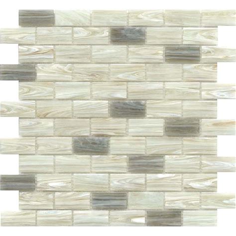 Emser Swirl Cream 1 X 2 Offset Glass Mosaic