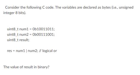 Solved Consider The Following C Code The Variables Are