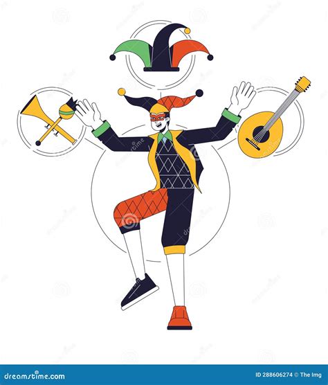 Jester Person Archetype Bw Concept Vector Spot Illustration