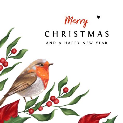 Stijlvolle Kerstkaart Met Roodborstje Kersttakjes En Foto Aan De