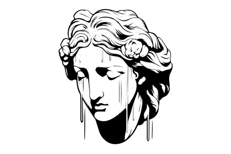 Aphrodite Head Hand Drawn Ink Sketch Engraved Style Illustration