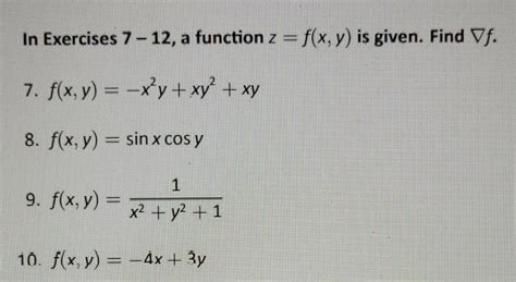 solved in exercises 7 12 a function z f x y is given