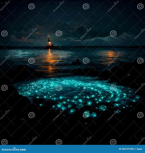 Bioluminescence Bio Luminescent Ocean Ai Generated Bioluminescent