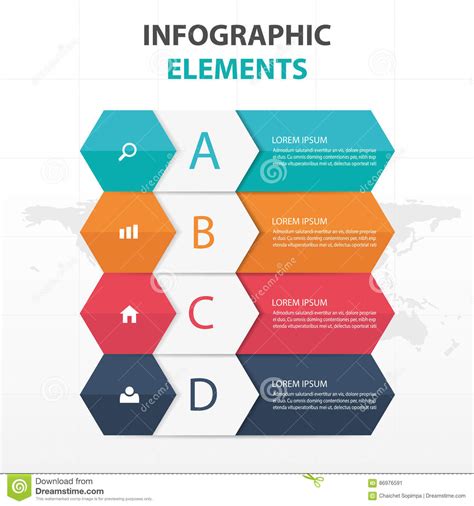 Abstract Colorful Hexagon And Label Business Infographics Elements Presentation Template Flat
