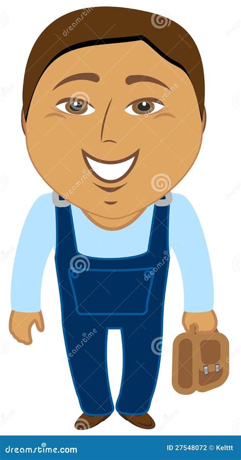 Trabalhador Do Asian Dos Desenhos Animados Ilustração do Vetor
