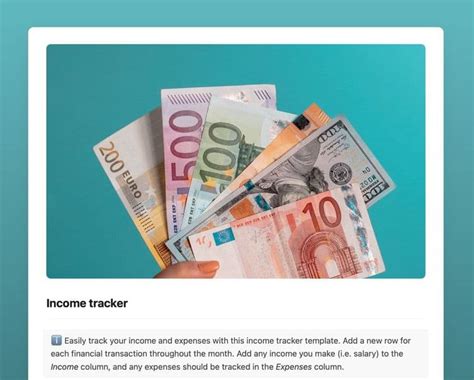 Income Tracker Free Craft Template