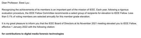 siwei lyu on linkedin i am honored and humbled to be elevated to ieee