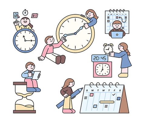 시계와 달력으로 일정 관리를 하는 사람들 유토이미지 상세페이지 베이직샵 일러스트 22842683