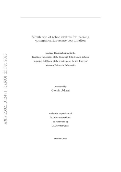 Pdf Simulation Of Robot Swarms For Learning Communication Aware