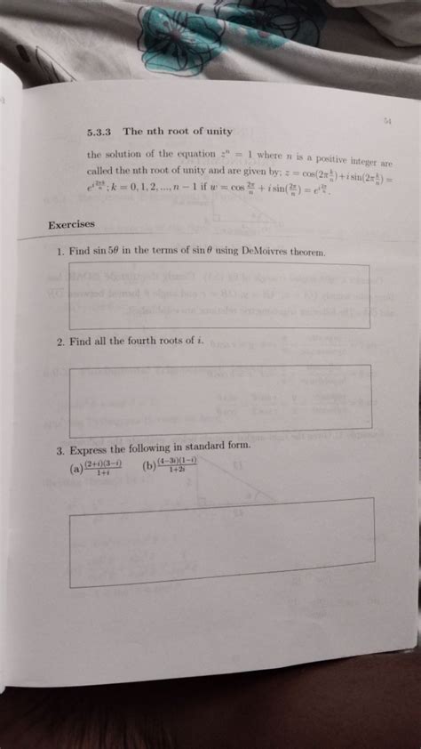 54 5 3 3 The Nth Root Of Unity The Solution Of The Equation Z { N } 1