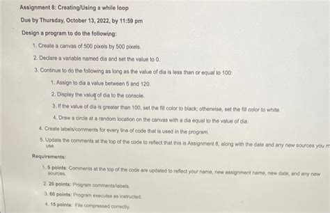 Solved Assignment 8 Creatingusing A While Loop Due By