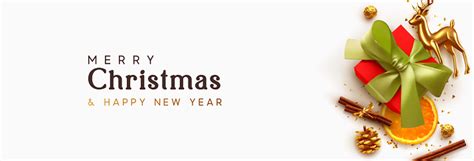 메리 크리스마스와 새해 복 많은 새해 Xmas 구성 사실적인 디자인 요소 선물 상자 계피 오렌지 슬라이스 초콜릿 골드 유리 순록