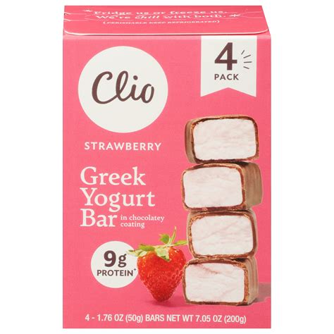 Clio Strawberry Greek Yogurt Bar In Chocolatey Coating 1 76 Oz 4 Ct