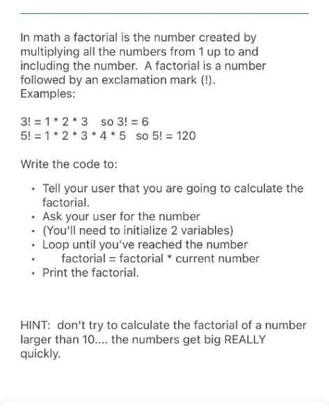 Solved In Math A Factorial Is The Number Created By