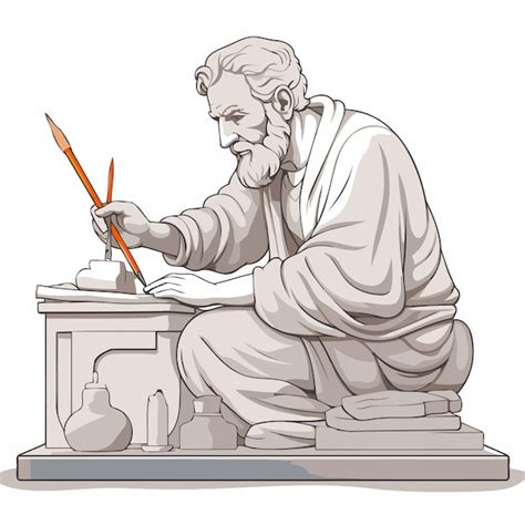 Estatua de un hombre escribiendo una carta Ilustración vectorial de un
