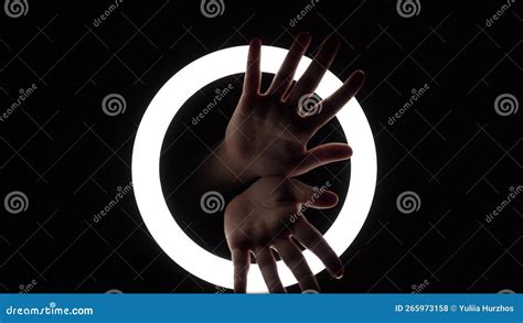 Pack Of Gestures Female Hands Close Up Make Figures From Fingers Stock