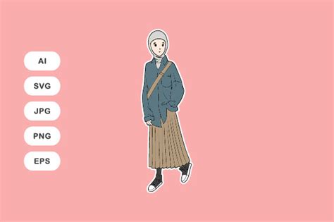 Hijab Look In Pleated Skirt Graphic By Novita Digitalworks Creative Fabrica
