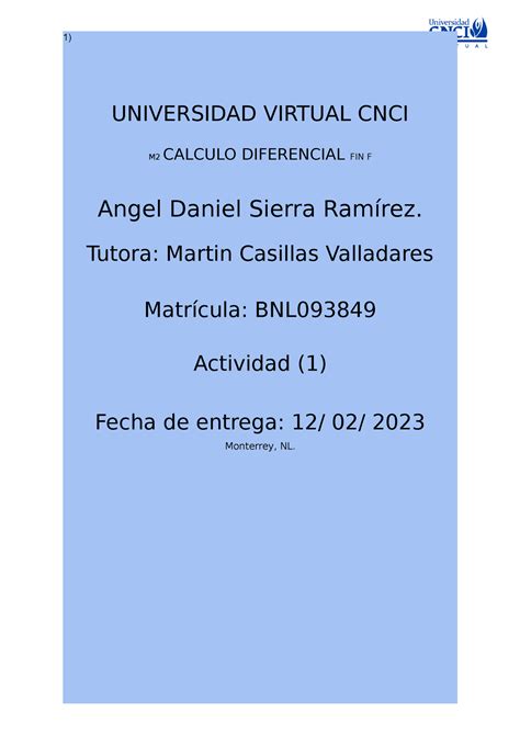 Calculo Diferencial Act 1 Universidad Virtual Cnci M2 Calculo