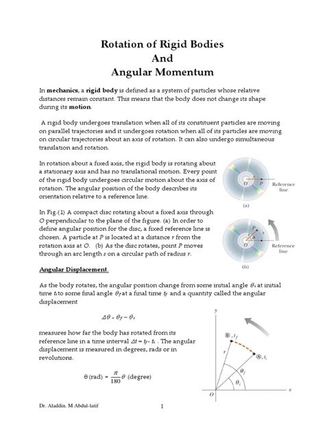 Chapter 10 Rotation Of Rigid Body Pdf Rotation Around A Fixed Axis Torque