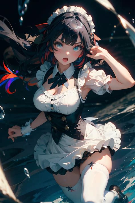 애니메이션 소녀가 드레스와 모자를 입고 물속에 있습니다 Seaart Ai