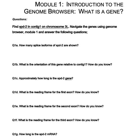 Solved Module 1 Introduction To The Genome Browser What Is A Gene
