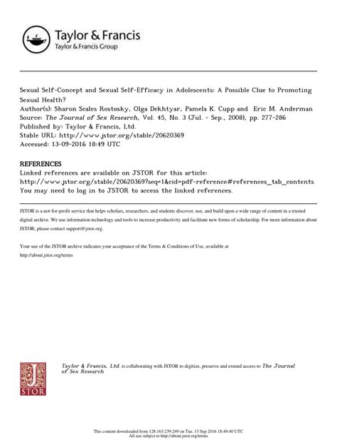 Pdf Sexual Self Concept And Sexual Self Efficacy In Adolescents A