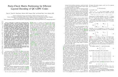 Parity Check Matrix Partitioning For Efficient Layered Decoding Of QC