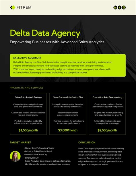 Sales Business Plan One Pager Template Visme