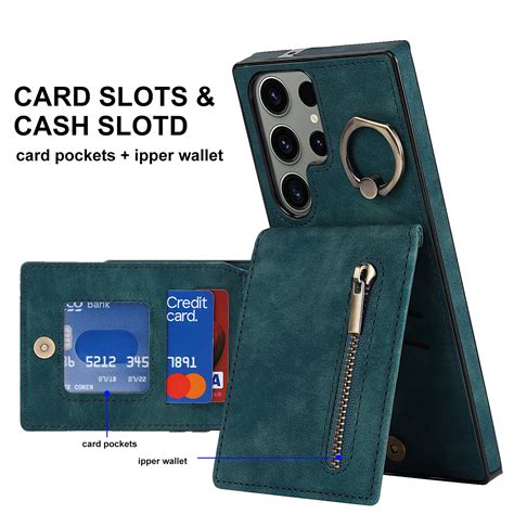 Decase Back Zipper Wallet Case For Samsung Galaxy A54 5G With 360 Rotation Ring Kickstand RFID