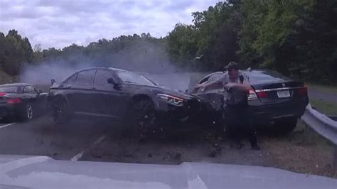 Police Officers Miraculous Escape From 120mph Out Of Control Car