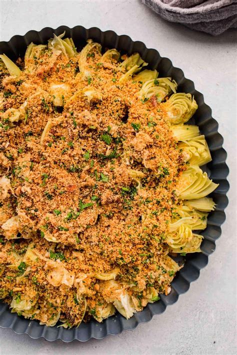 Stuffed Artichoke Hearts With Breadcrumbs And Parmesan