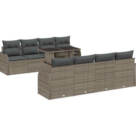 Maison Exclusive Conjunto De Sofá De Jardín Con Cojín 7 Pcs Gris