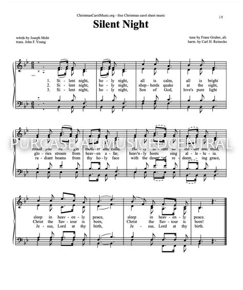 Silent Night Christmas Carol Sheet Music Soprano Alto Tenor Bass
