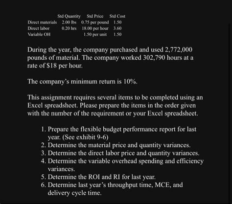 Solved Excel Assignment 6 Performance Measurement Spring