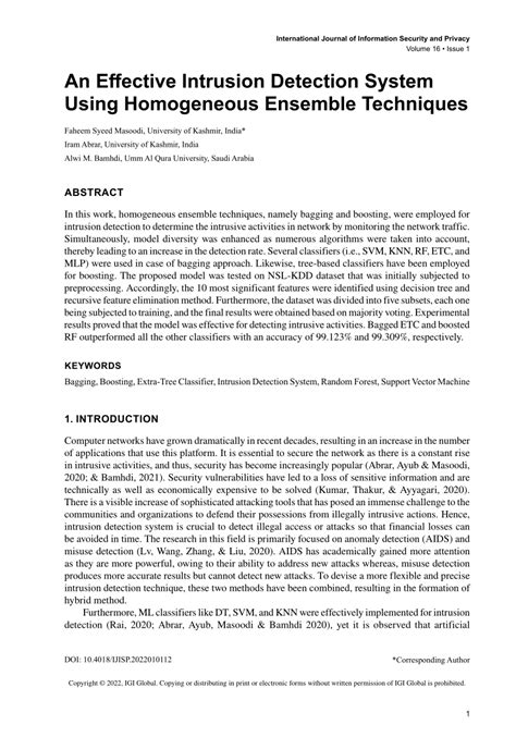 pdf an effective intrusion detection system using homogeneous