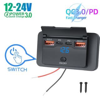 Carga Rápida PD Tipo C Portas USB Duplas Carregador De Ônibus De Carro Adaptador De Tomada 12V