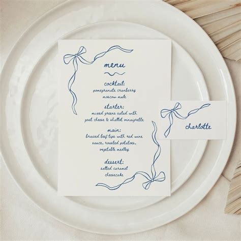 Bow Ribbon Menu And Placecard Template Diy Bow Brunch Menu Wedding Menu Bow Ribbon Menu And Placecard Template Diy Bow Brunch Menu Wedding Menu