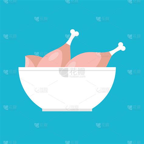 鸡汤孤立有鸡腿的流质食物矢量图